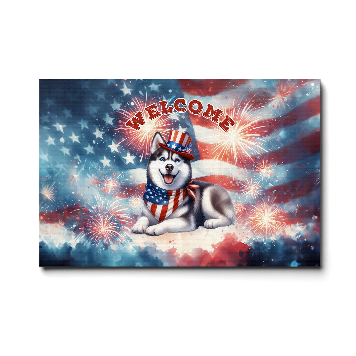 Siberian Husky Patriotic Welcome for 4Th of July Independence Day ...