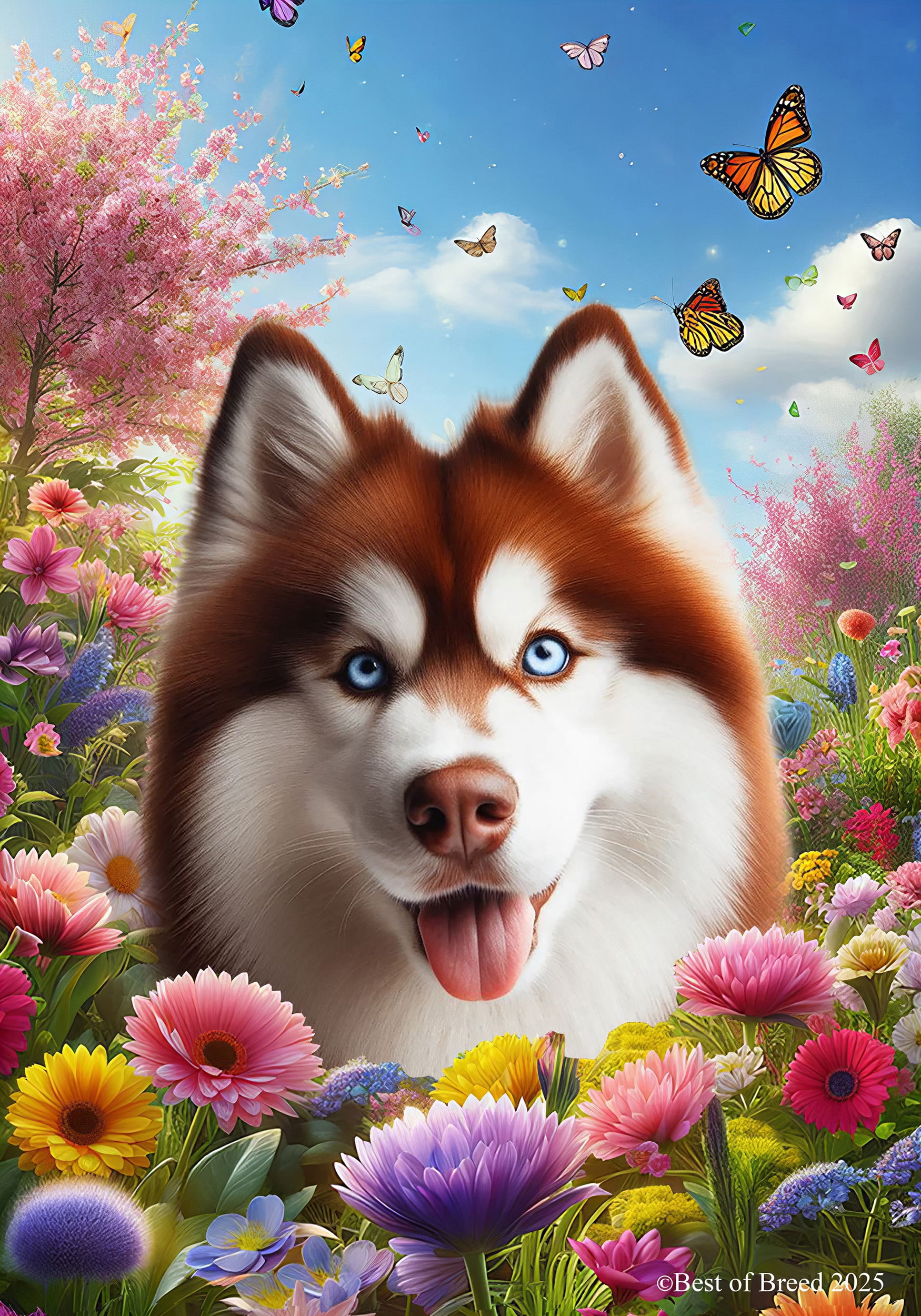 Siberian Husky Red Blue Eyes - Best of Breed Spring Butterfly Outdoor ...