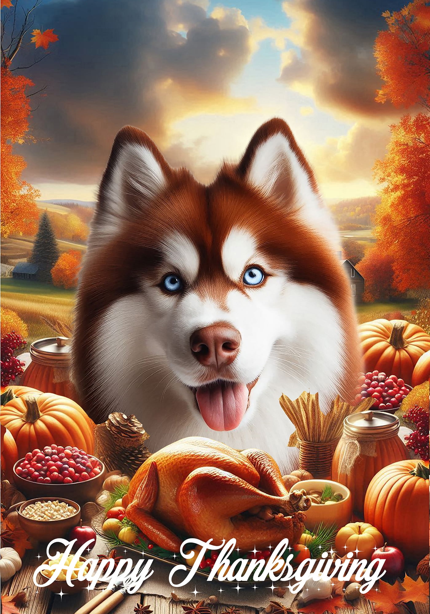 Siberian Husky Red Blue Eyes - Best of Breed Thanksgiving Outdoor ...