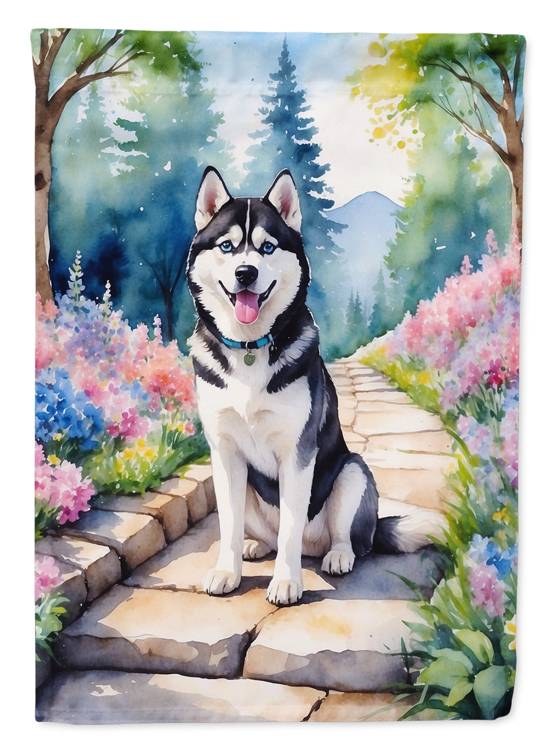Siberian Husky Spring Path House Flag 28 in x 40 in - Walmart.com