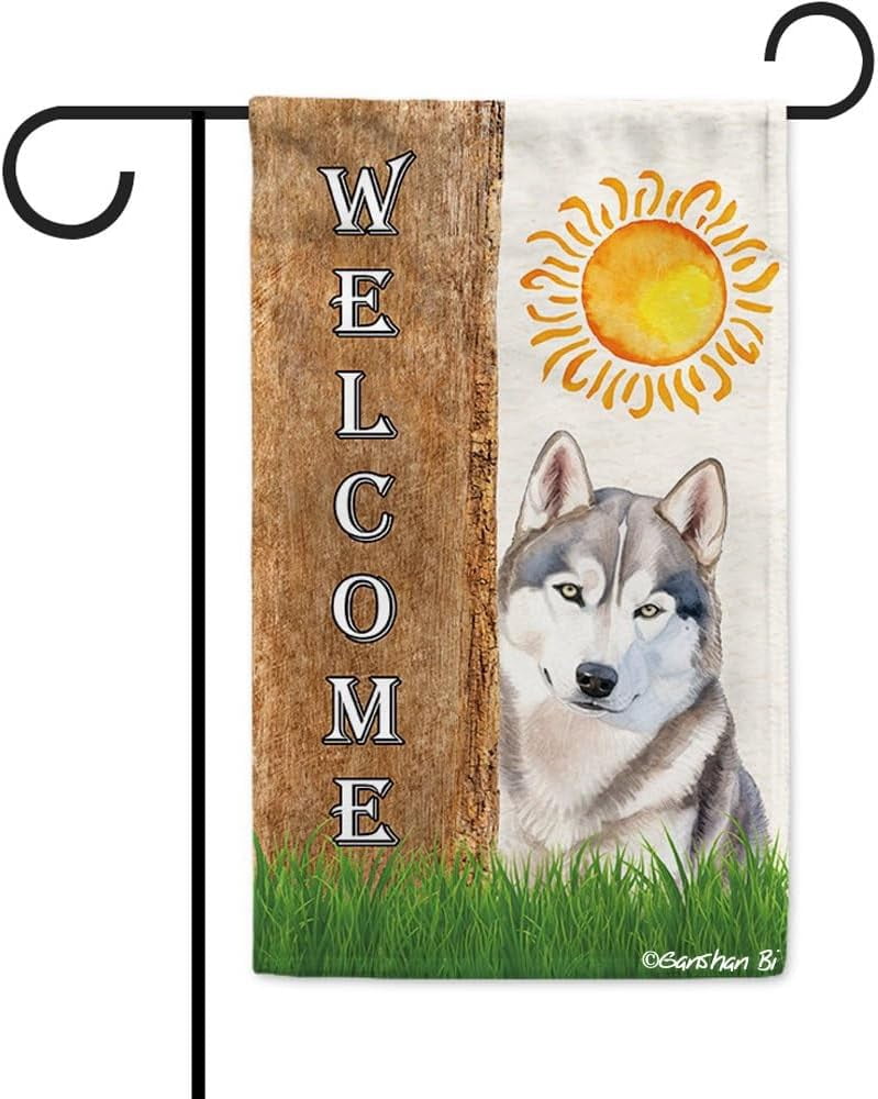 Siberian Husky Spring Summer Welcome Garden Flag Watercolor Dog Hides ...
