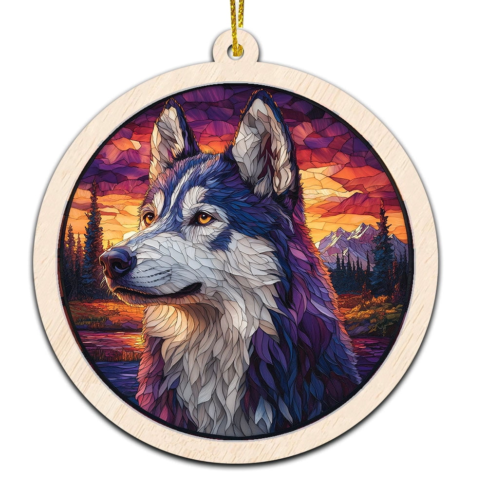 Siberian Husky Stained Glass Suncatcher Ornament – Holiday Ornament ...
