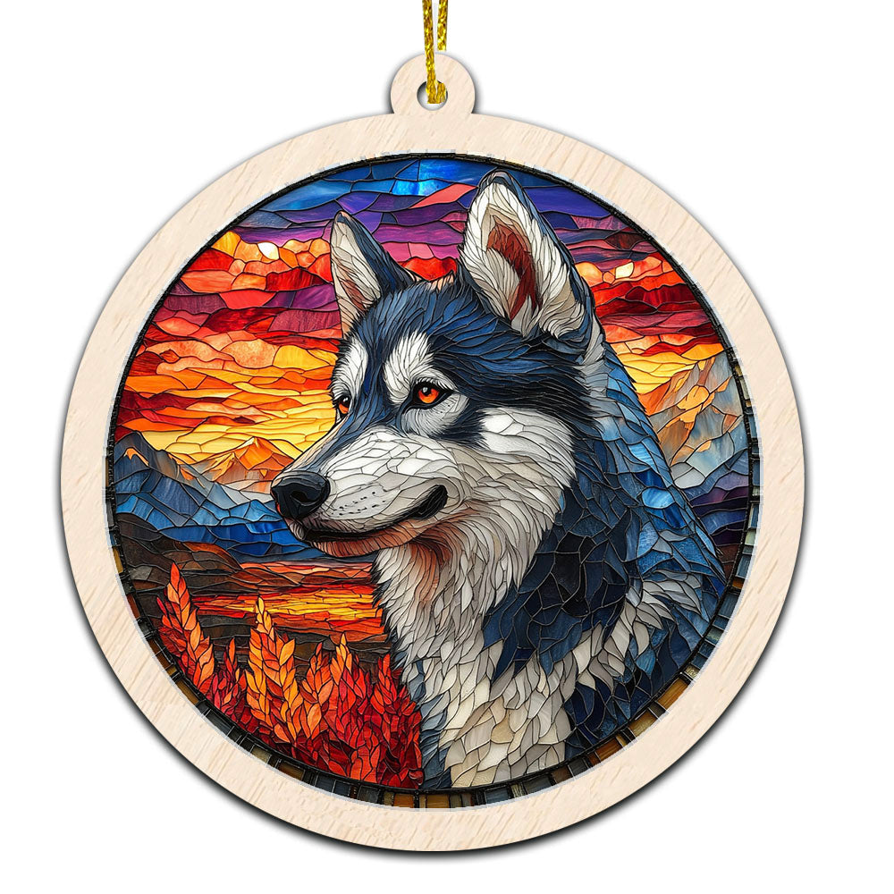 Siberian Husky Stained Glass Suncatcher Ornament – Holiday Ornament ...