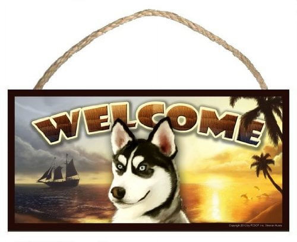 Siberian Husky Summer Season Welcome Dog Sign / Plaque featuring the ...