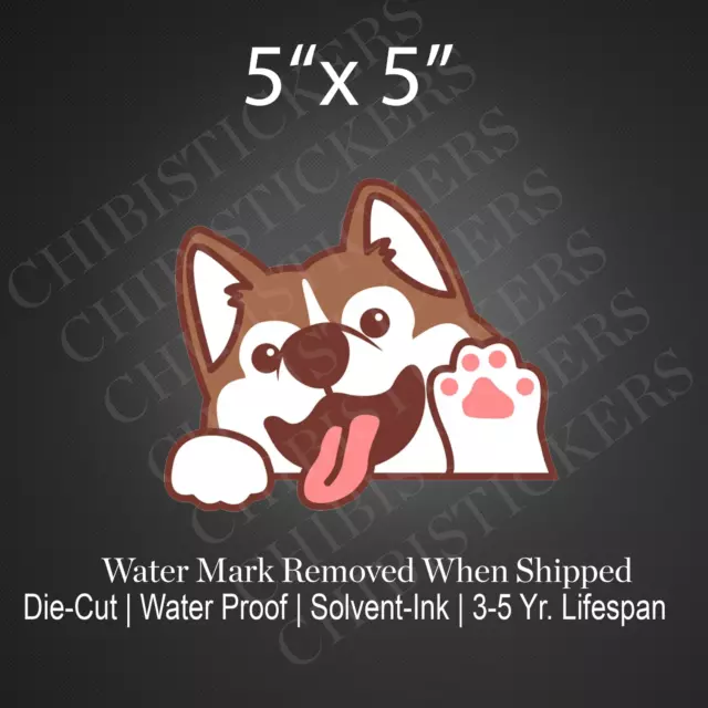 Siberian Husky Waving Hi Cute Dog Sticker Vinyl Waterproof Phone Decal ...