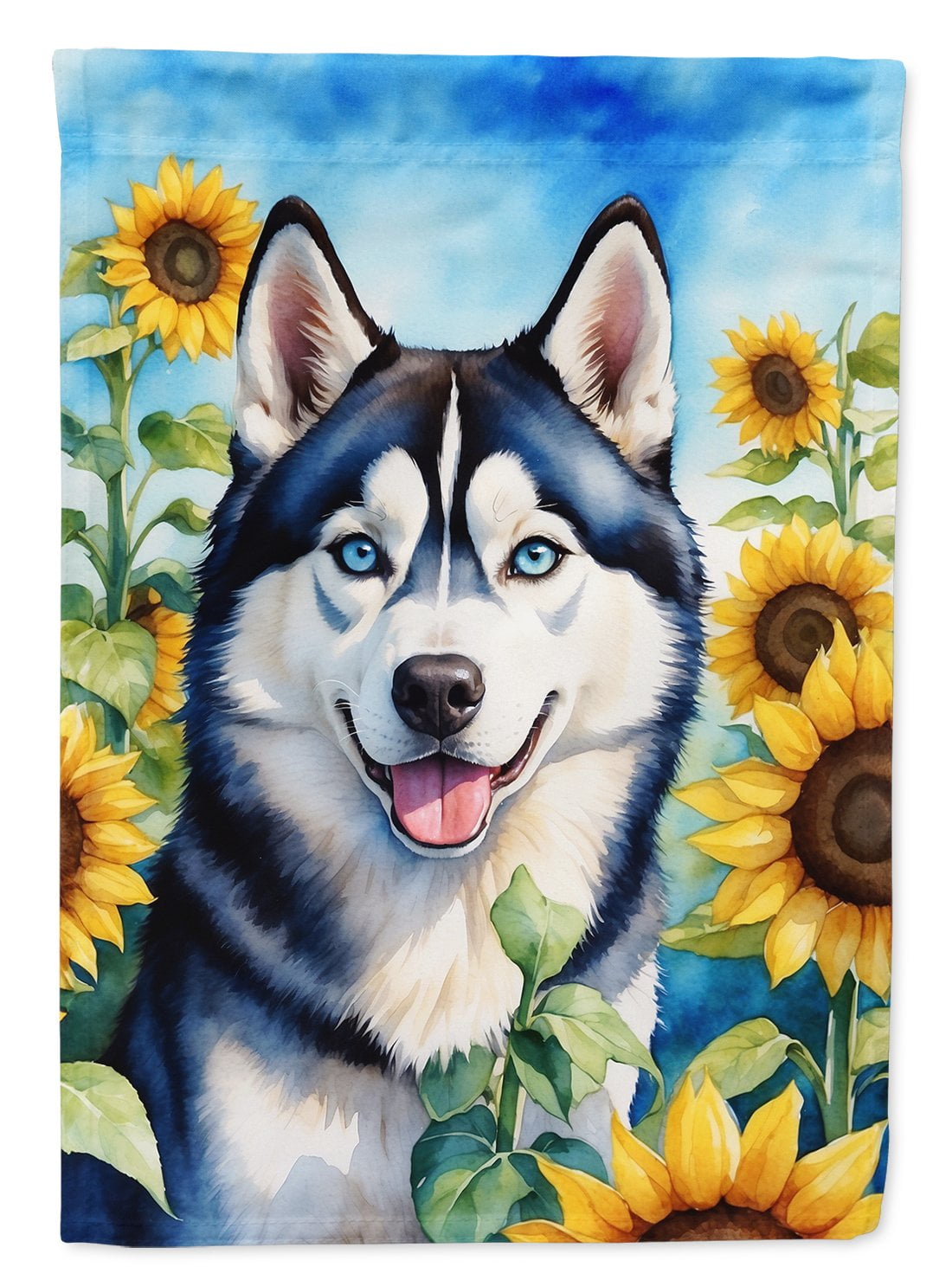 Siberian Husky in Sunflowers House Flag 28 in x 40 in - Walmart.com