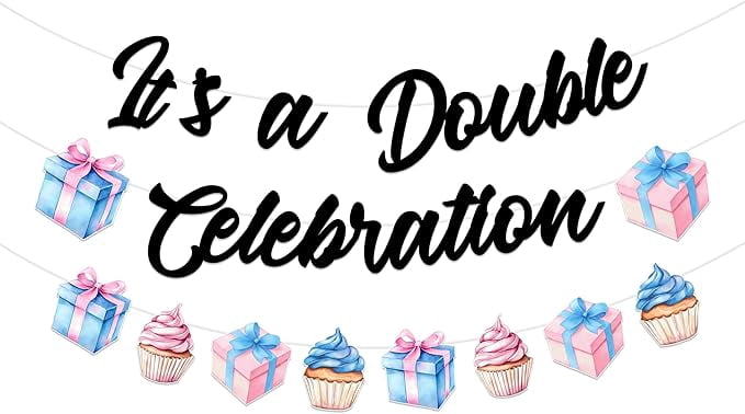 Sibling Birthday Party Decorations Pink Blue It’s a Double Celebration ...