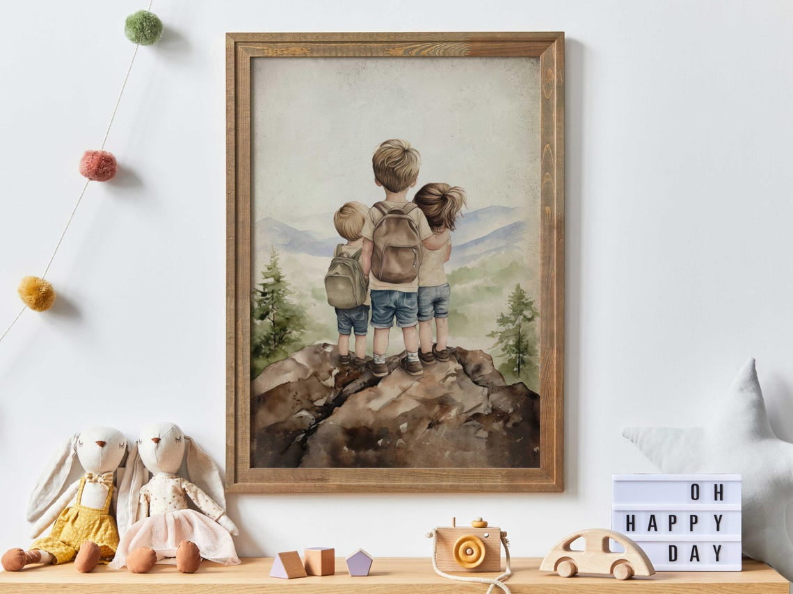 Sibling Wall Decor, Sibling Nursery Decor, Three Siblings Print, Two ...