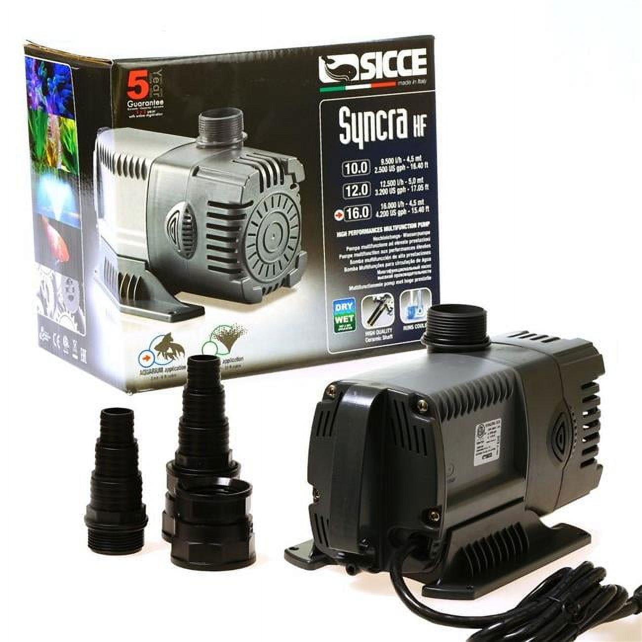 Sicce USA 010502 Syncra HF 16.0 High Flow Pond Powerhead Fountain ...