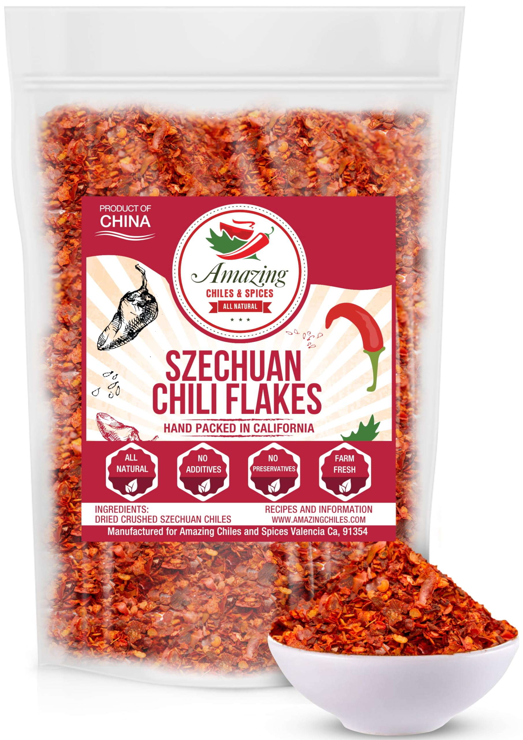 Sichuan Chili Flakes, 8 RRF12 oz - Traditional Red Seasoning for Thai ...