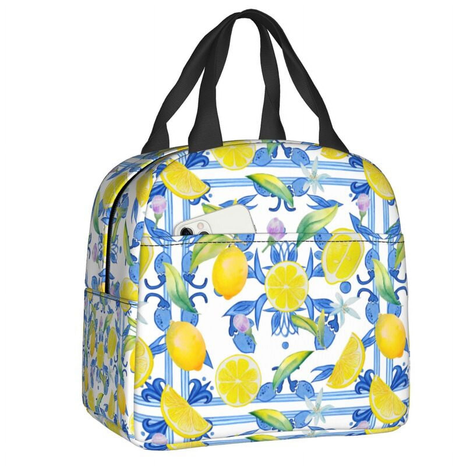 Sicilia Summer Fruit Lemon Citrus Tiles Lunch Bag Warm Cooler Insulated ...