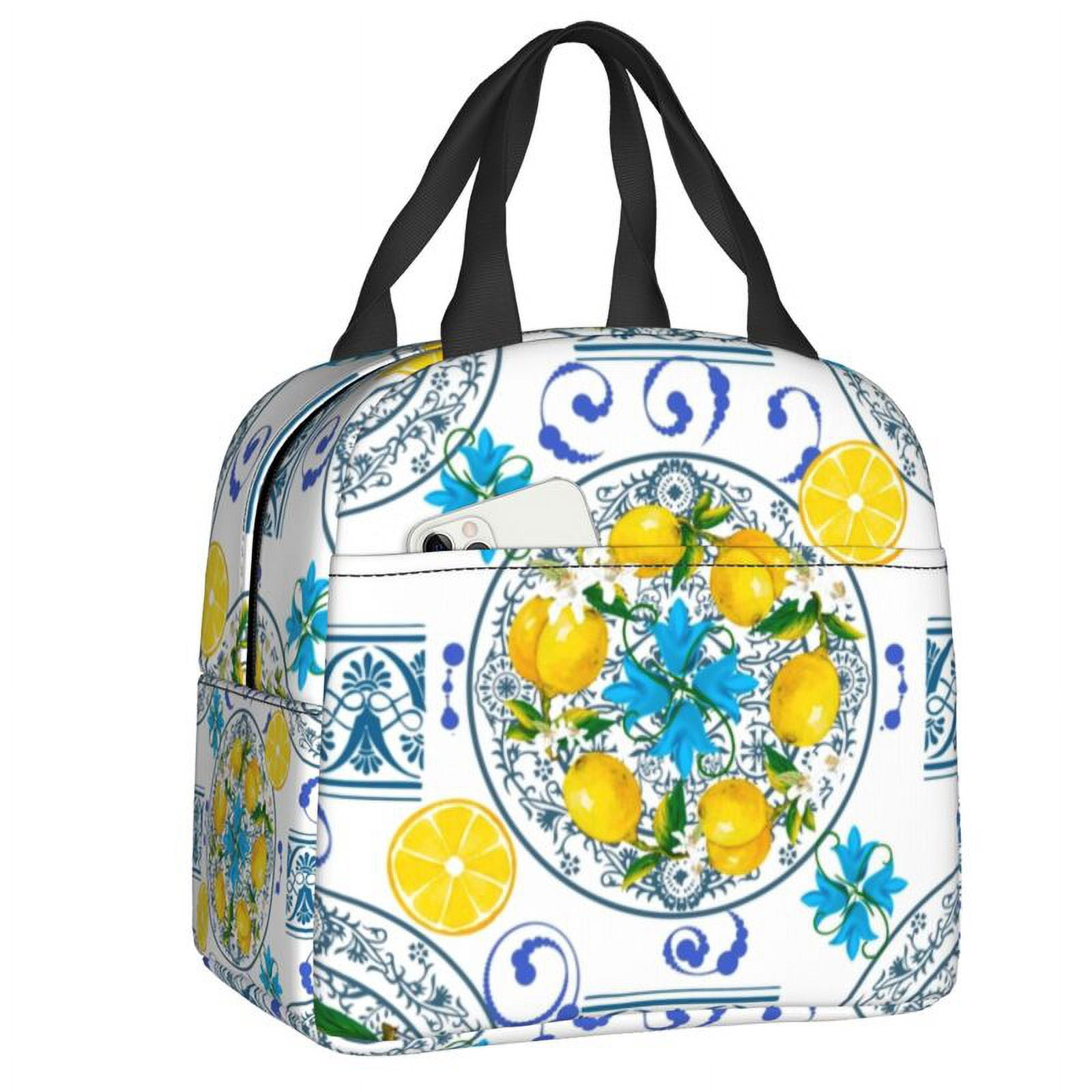 Sicilia Summer Fruit Lemon Citrus Tiles Lunch Bag Warm Cooler Insulated ...