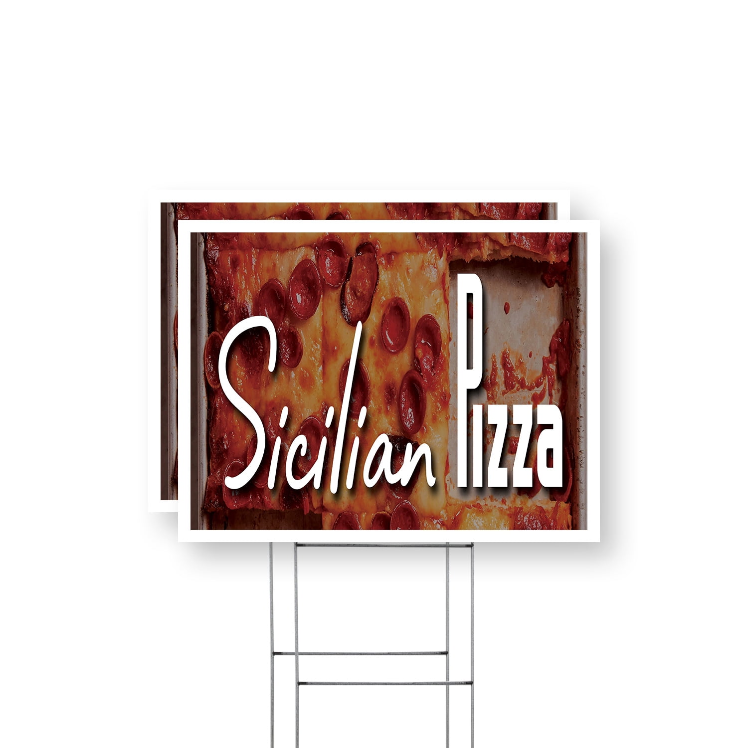 Sicilian Pizza Yard Sign 2 Pack of 12 Inch x 16 Inch Single Sided ...
