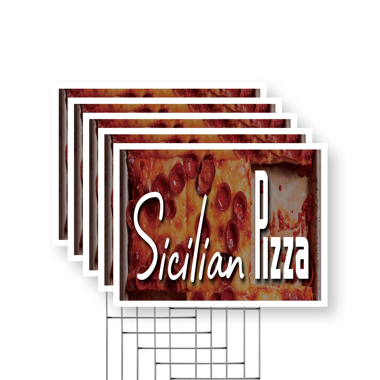 Sicilian Pizza Yard Sign 5 Pack of 12 Inch x 16 Inch Double Sided ...