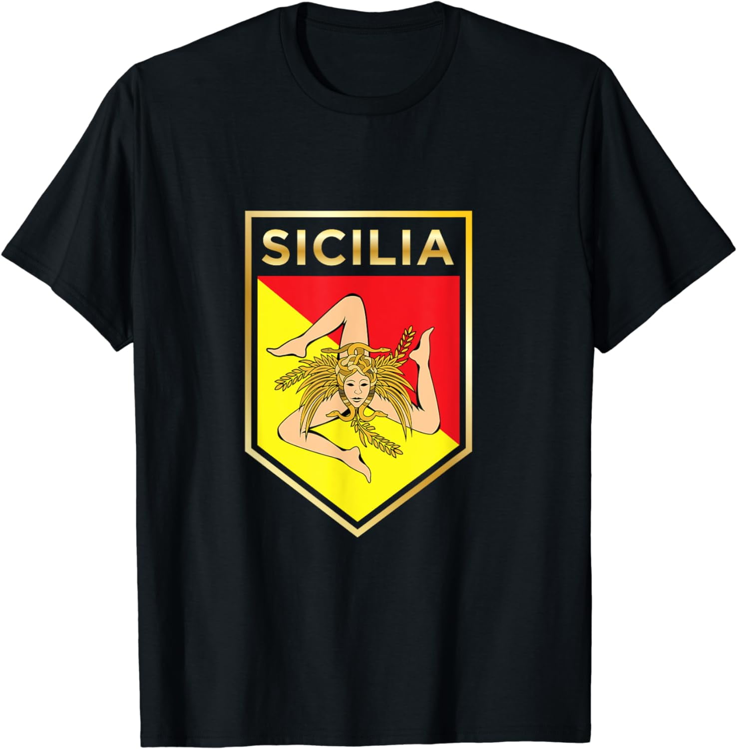 Sicilian Pride - Crest and Shield Sicilian Flag T-Shirt - Walmart.com