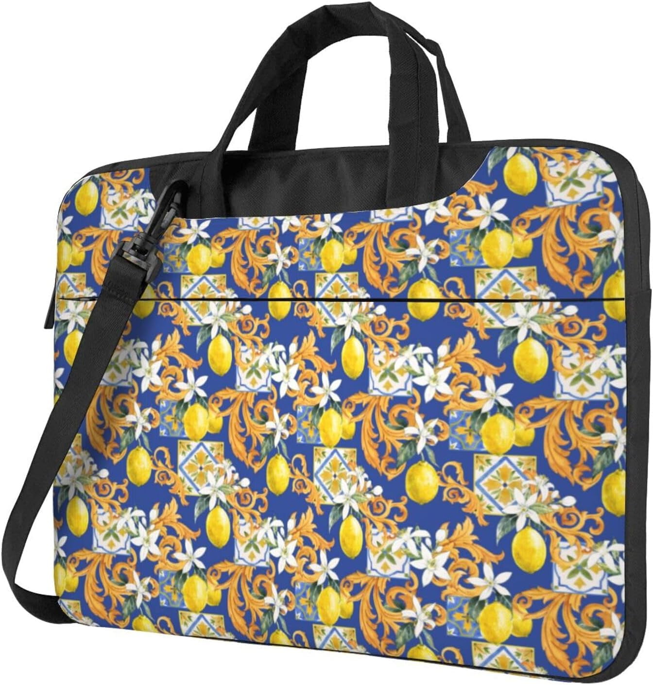 Sicilian Style Golden Lemon Navyblue Laptop Tote Bag For Women Men ...