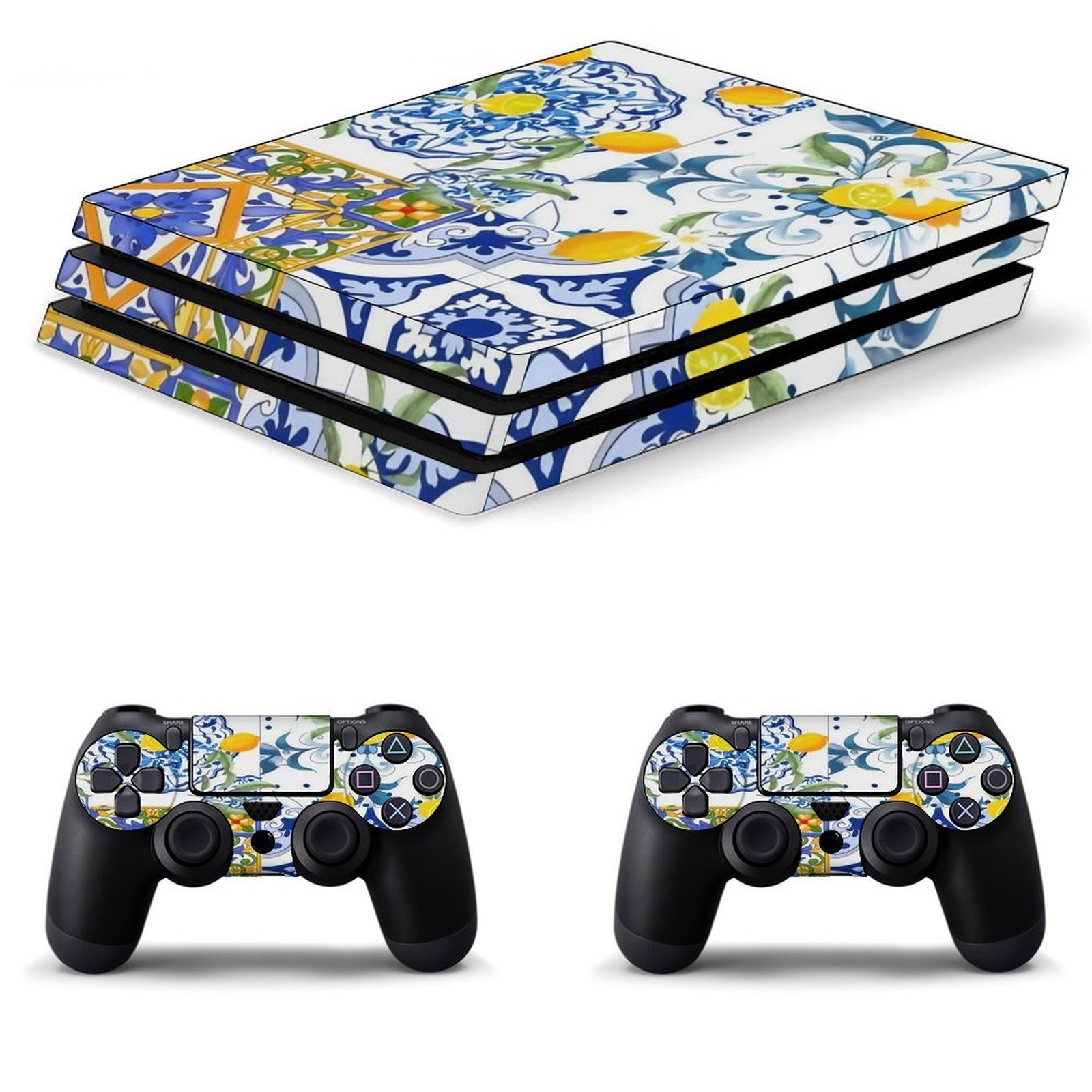Sicilian Tiles,mediterranean,mosaic,ornamental PS4/PS4 Pro/PS4 Slim Skin Sticker For Console And ...