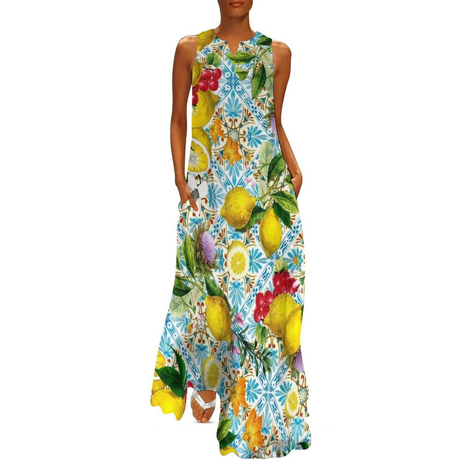 Sicilian lemons and romantic tiles cottagecore aesthetic Long Dress ...