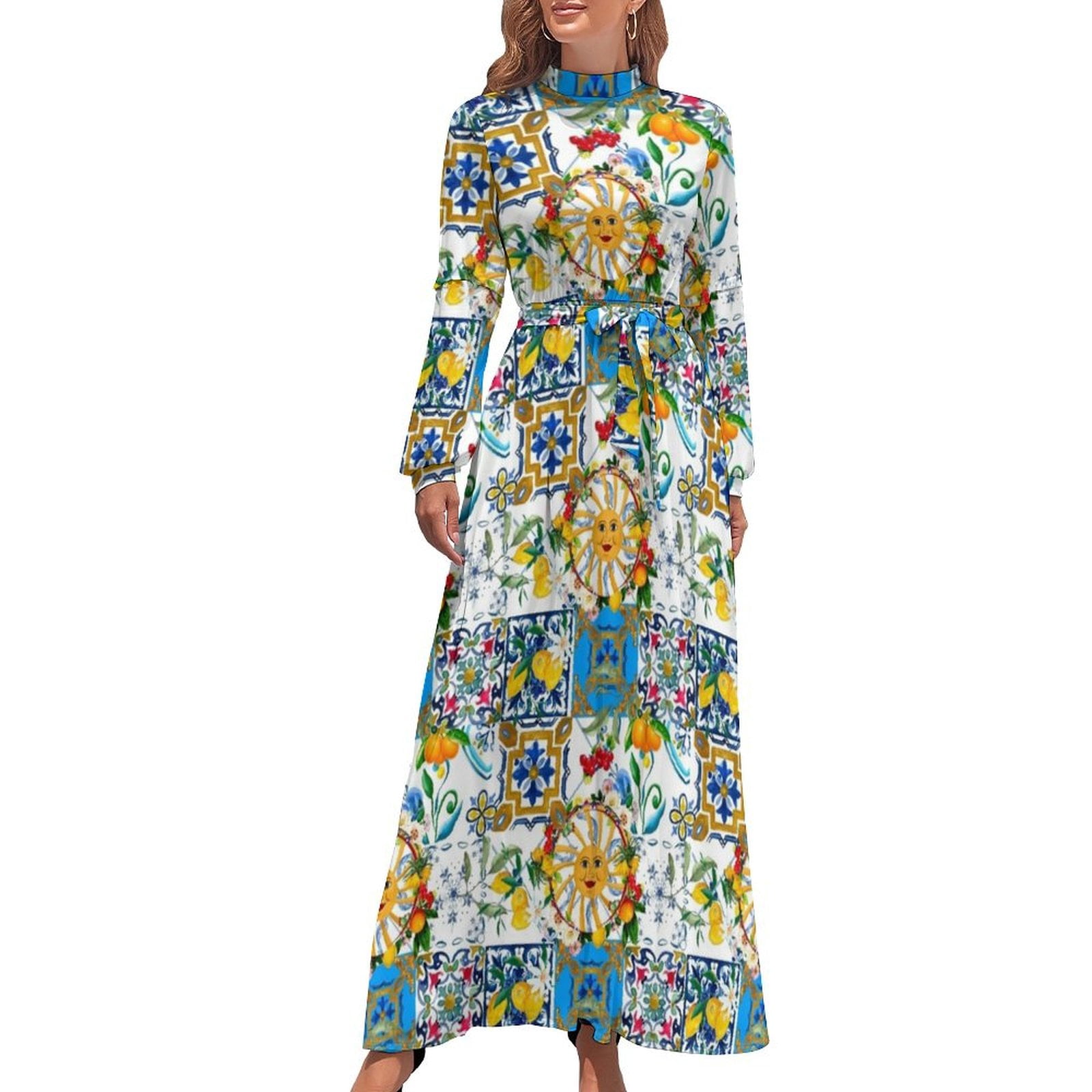 Sicilian tiles mediterranean mosaic lemons Long Dress dresses summer ...