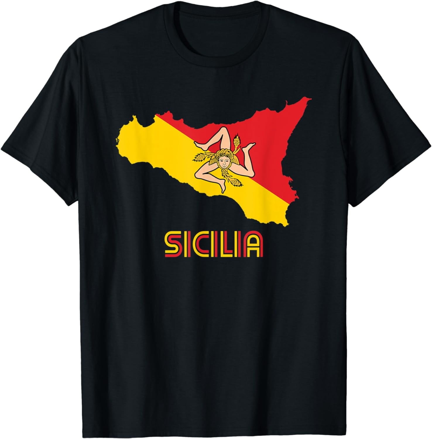 Sicily Flag Sicilian Map Triskele Bandeira Italy T-Shirt - Walmart.com