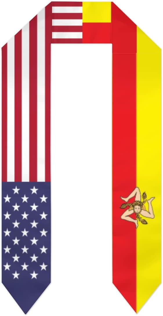 Sicily Island & USA United States Flag Graduation Stole For ...