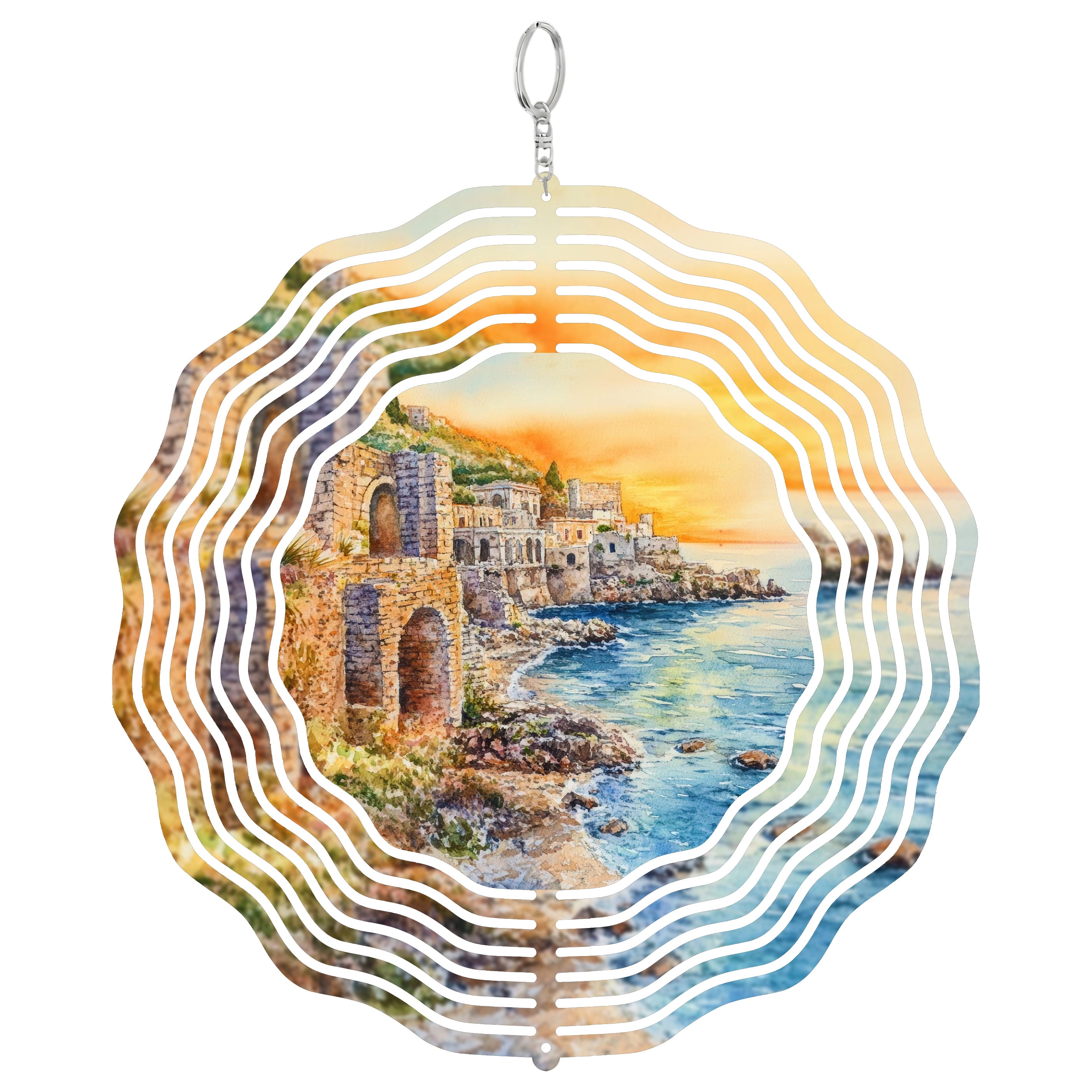 Sicily Italy Coastline 3D Wind Spinner Metal Yard Art Hanging Decor ...
