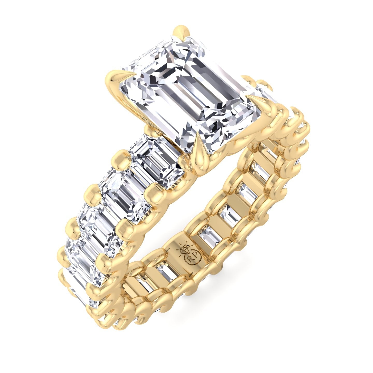 Sicily - Moissanite Emerald Cut Lab Diamond Eternity Engagement Ring (U ...