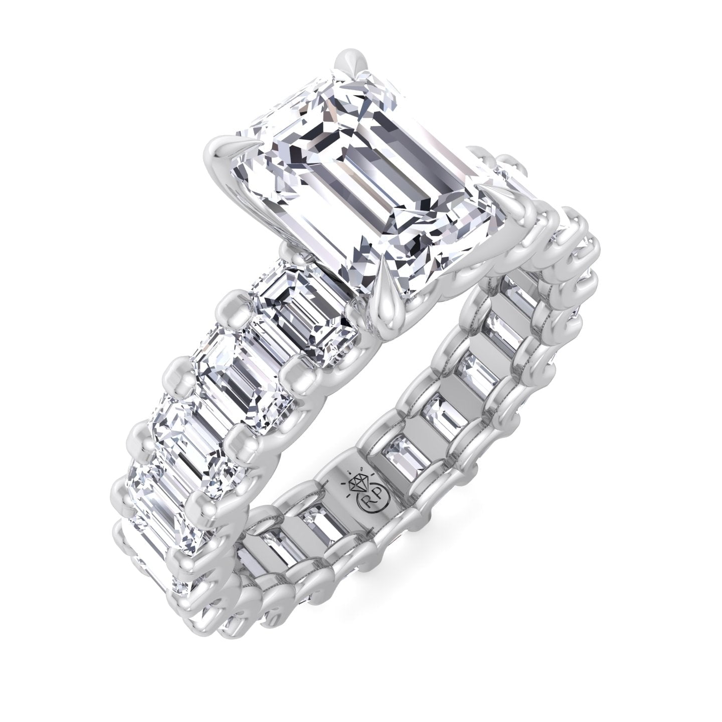 Sicily - Moissanite Emerald Cut Lab Diamond Eternity Engagement Ring (U ...