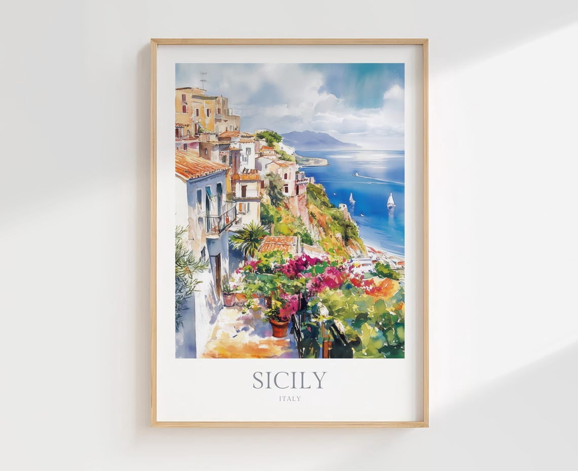 Sicily Poster Italy Wall Art Home Decor Travel Poster, Unframed Size ...