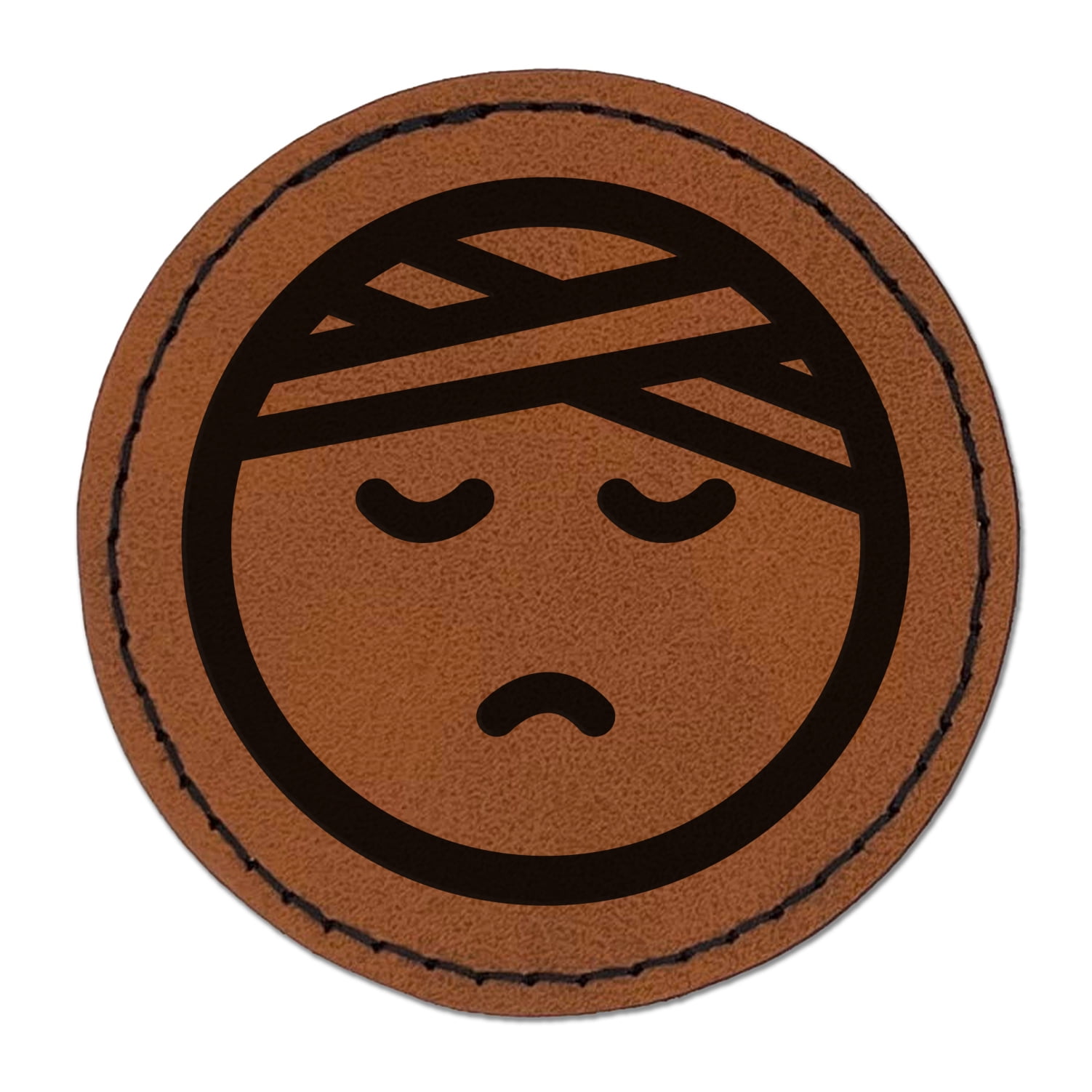 Sick Ill Face Hospital Bandage Emoticon 2.5" Faux Leather Round ...