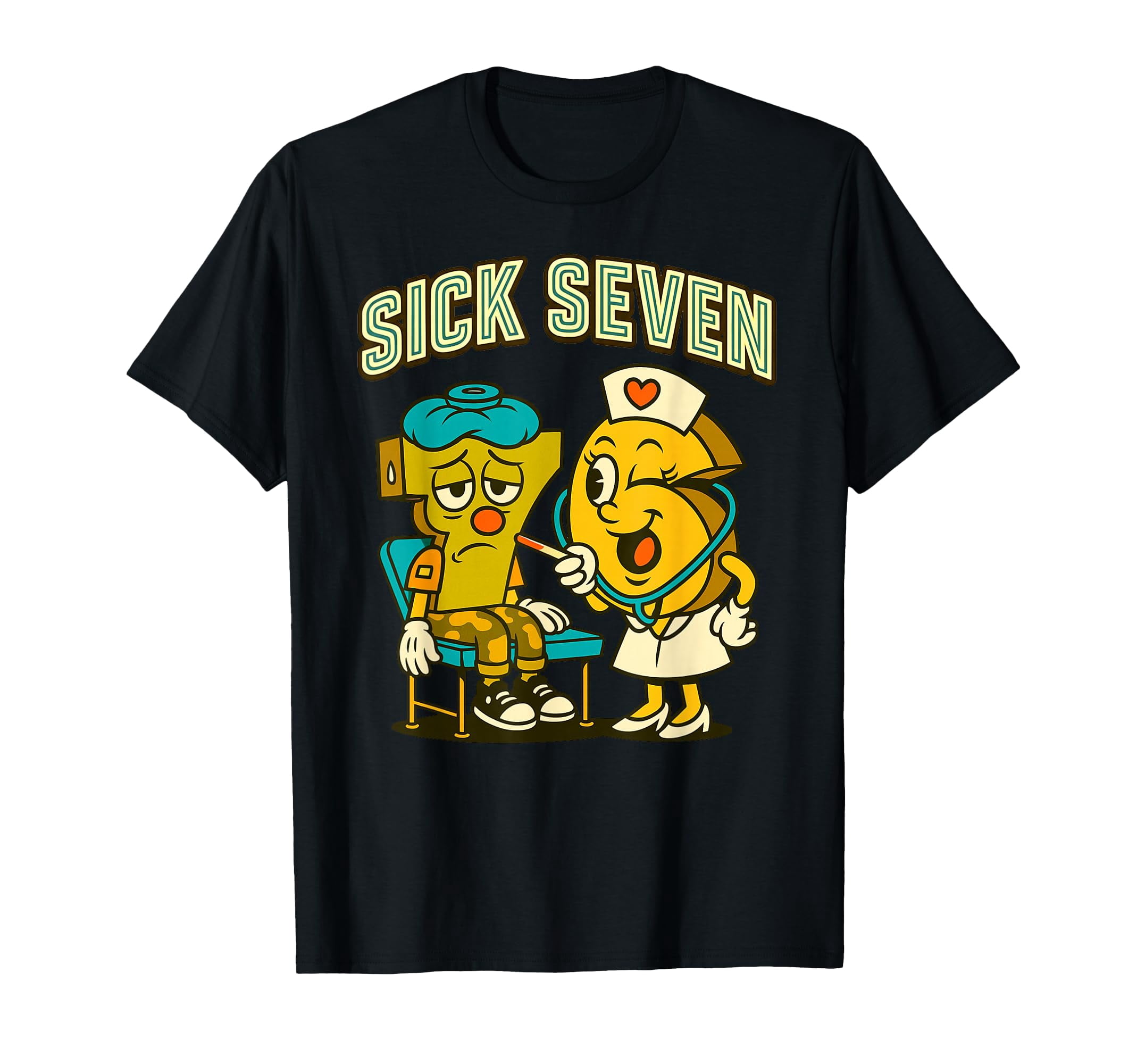 Sick Seven 67 Funny Meme Sick 7 and Nurse 6 T-Shirt with Cartoon Design ...