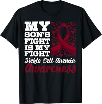 Sickle Cell Anemia SCD Warrior Burgundy Awareness Ribbon T-Shirt ...