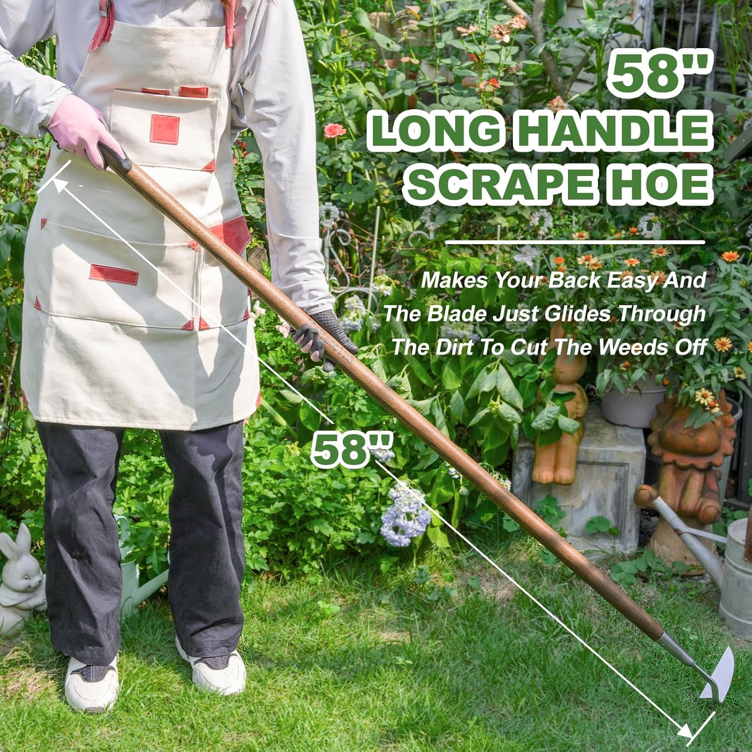 Sickle Hoe - 58'' Long Handle Japanese Hand Hoe for Standing to Remove ...