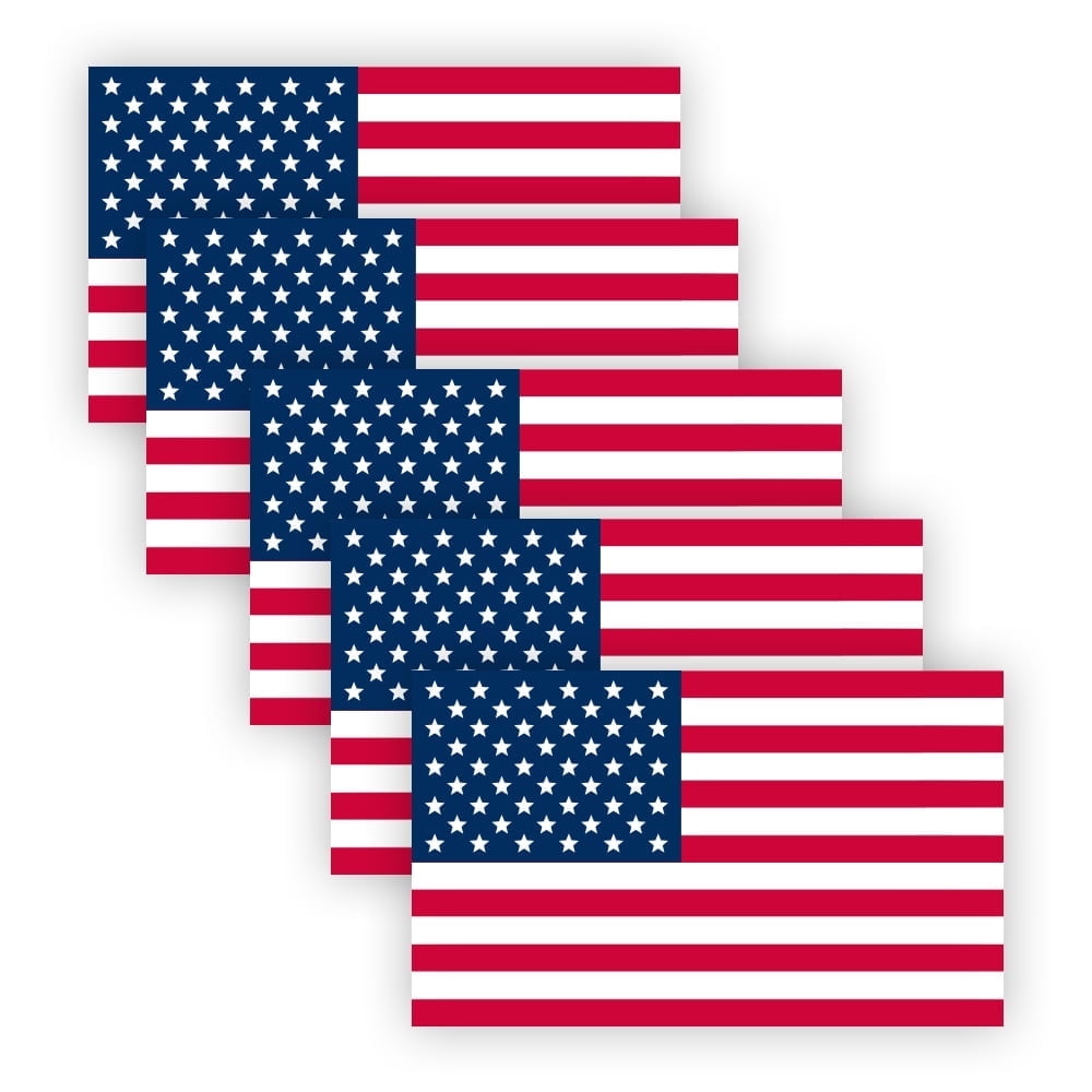 Sicol Plus American Flag Decal Car Stickers, 5 Pack, 5x3 Inch, for ...