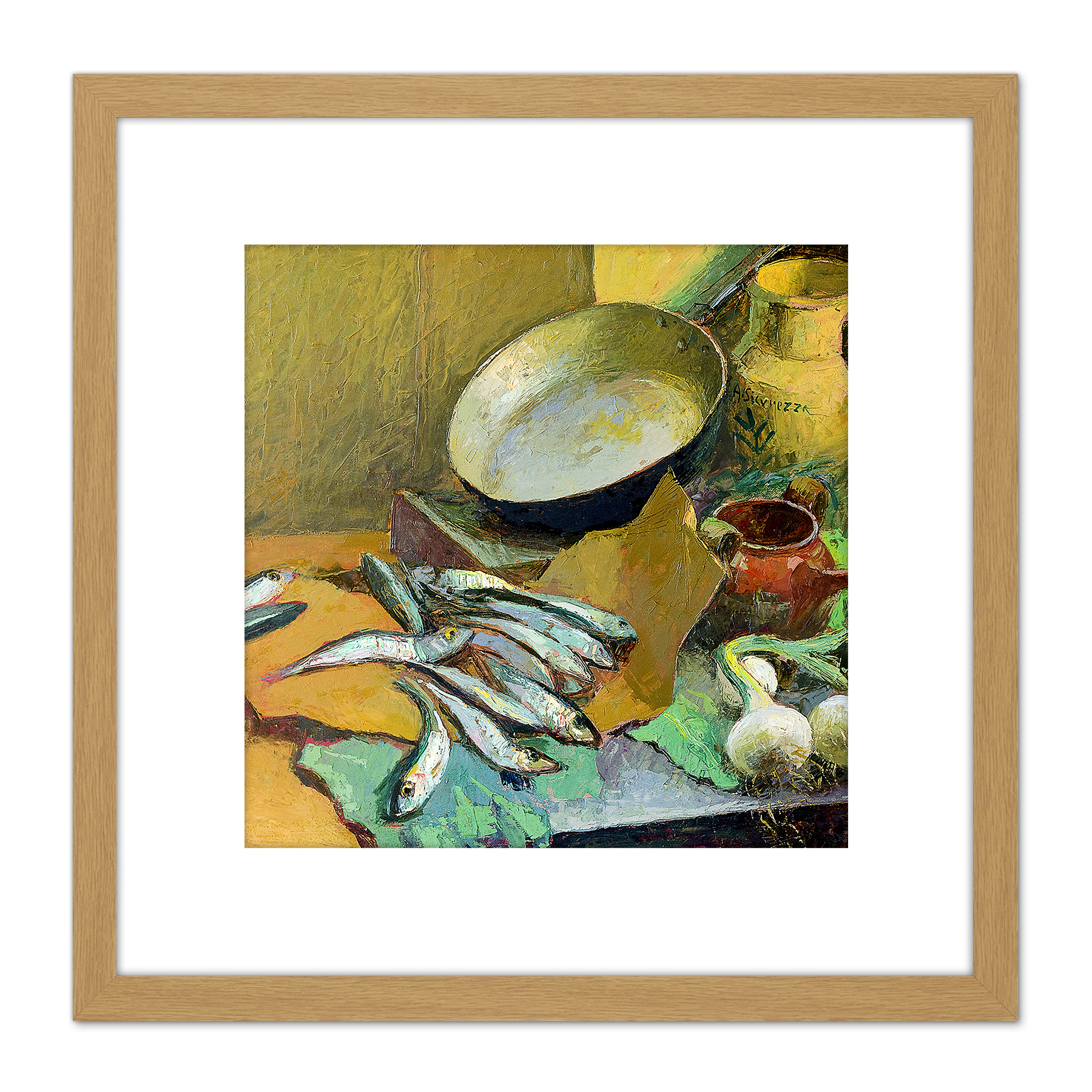 Sicurezza Still Life With Anchovies Painting 8X8 Inch Square Wooden ...
