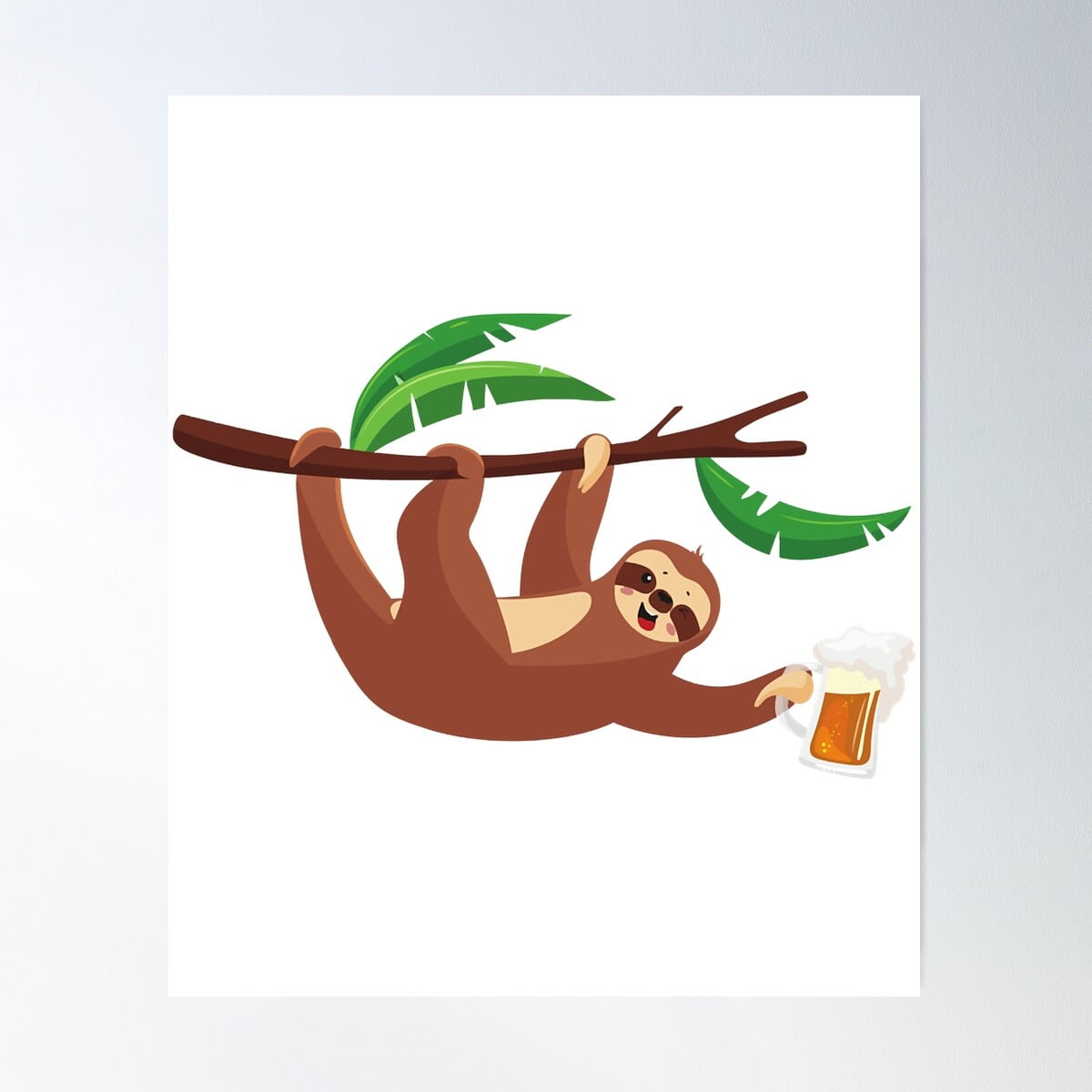 Sid The Sloth Sloth Drinks Beer Poster Wall Art, Modern Wall Decor For ...