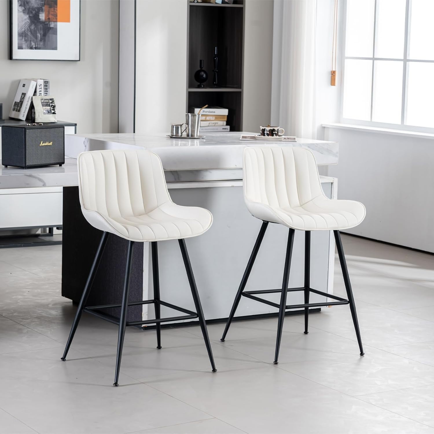 Sidanli Counter Height Bar Stools Set of 2, Barstool Set of 2, Modern ...