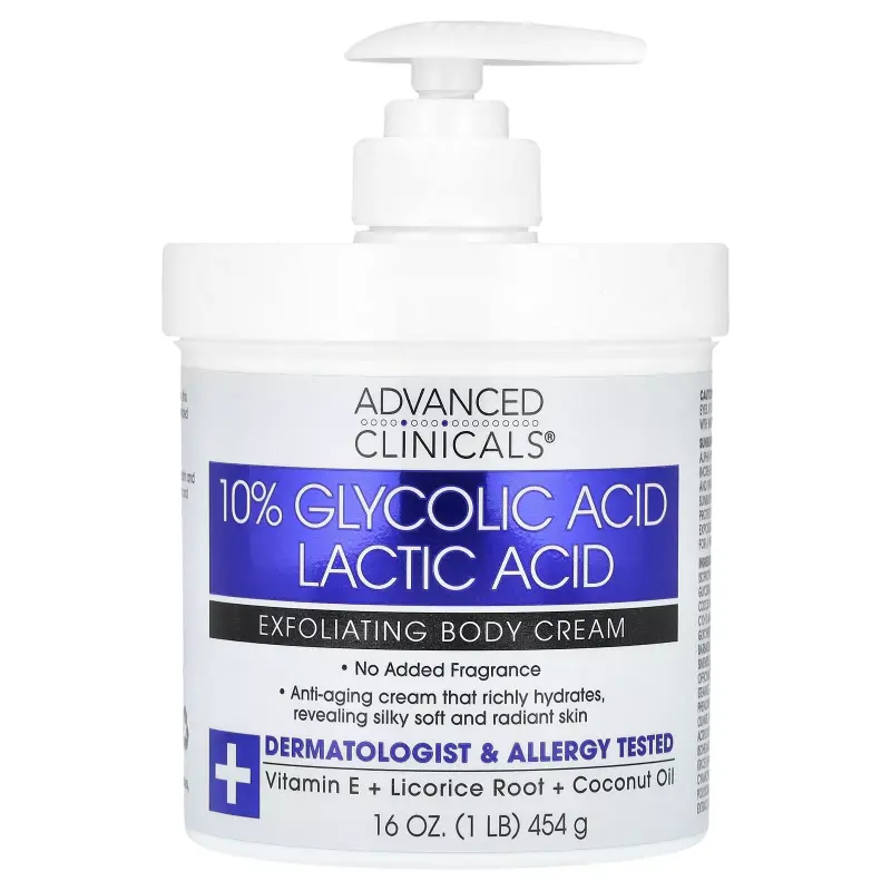 Sidar 10% Glycolic Acid Lactic Acid Exfoliating Body Cream, 16 oz (454 ...