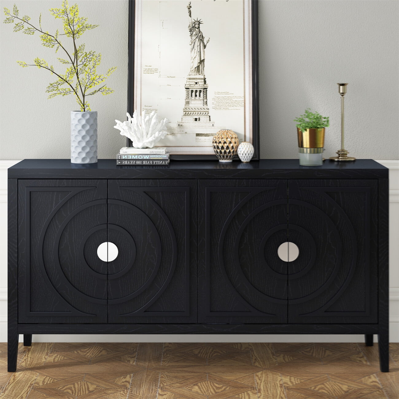 Side Board, Sideboard with Circular Groove Design, Sideboard Buffet ...