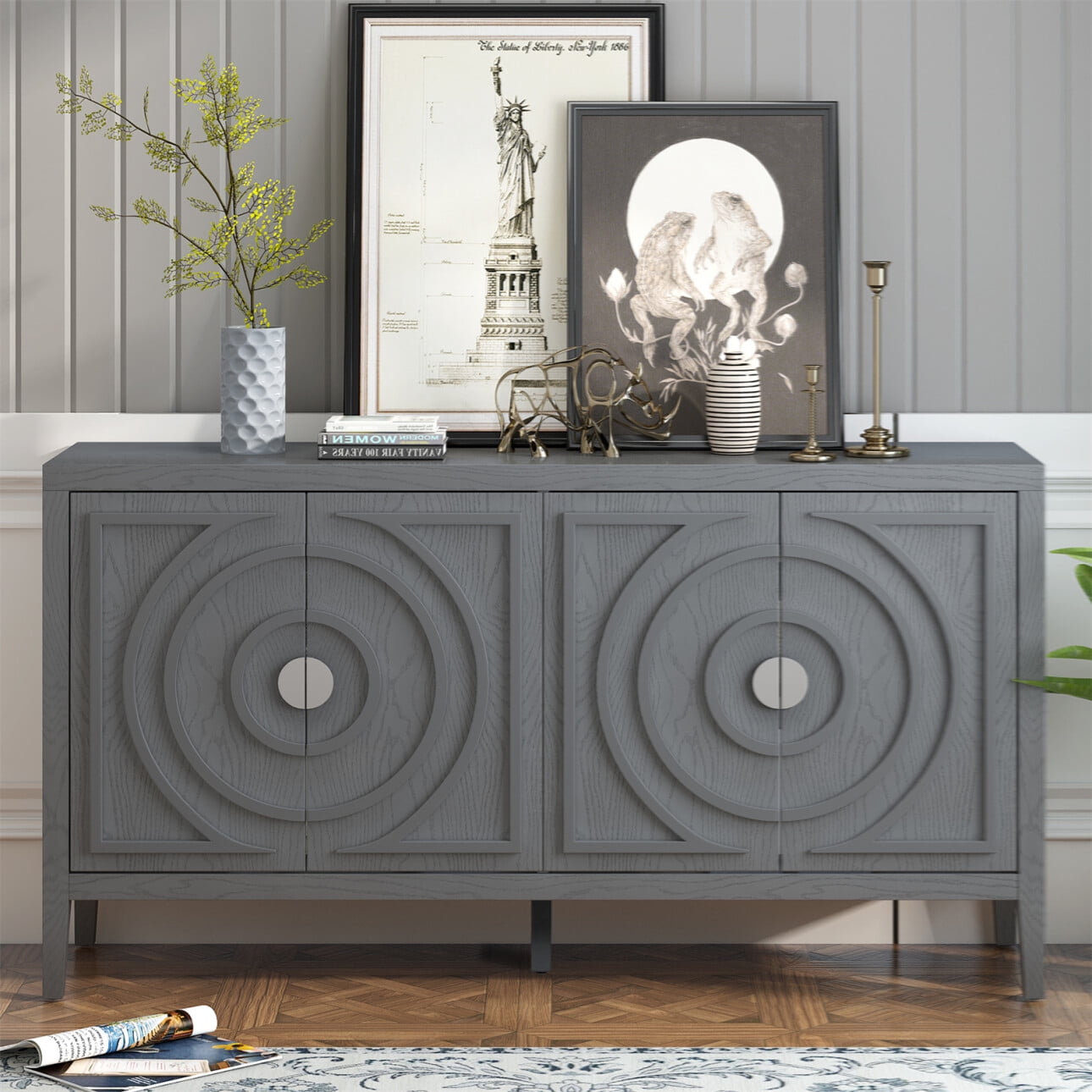 Side Board, Sideboard with Circular Groove Design, Sideboard Buffet ...