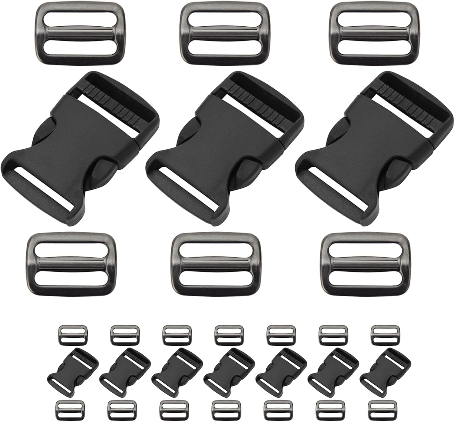 Side Buckles with Tri-Glide Clips, 10 Pack Quick-Release Plastic ...