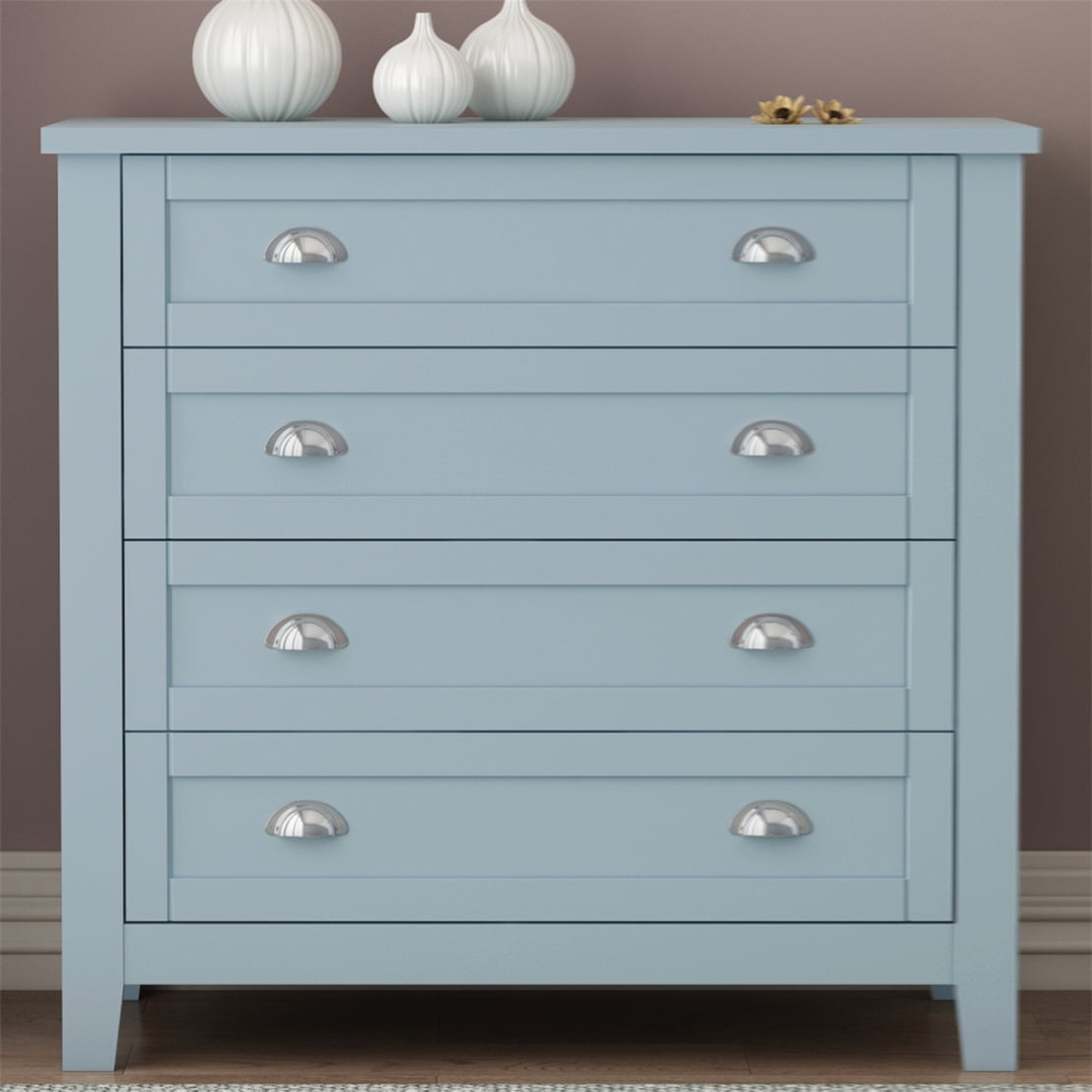 Side Cabinet, Cabinet with Retro Shell Handle, Drawer Dresser, Storage ...