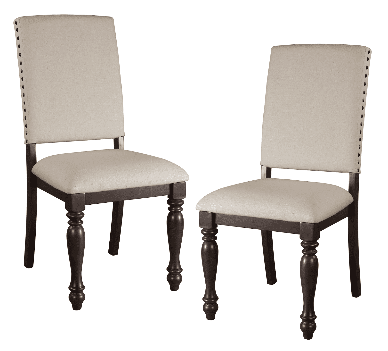 Side Chairs 2pc Set Grayish Brown Finish Wood Frame Fabric Upholstery ...