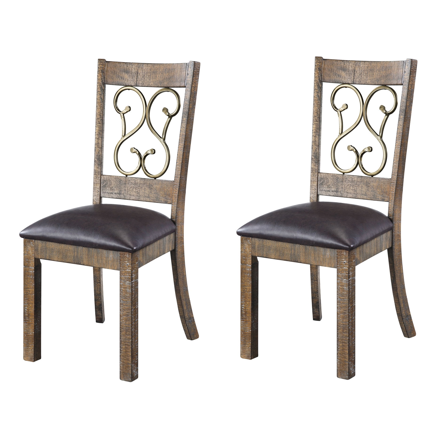 Side Chairs / Wood and Fabric Composition, Weathered Cherry Color, Open ...