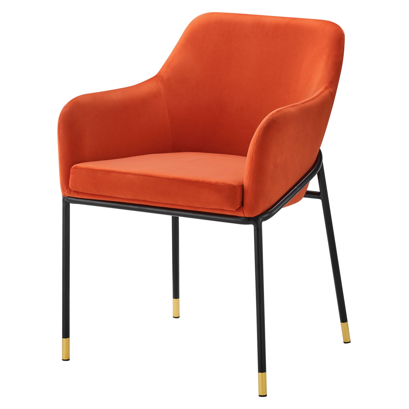 Side Dining Chair, Orange Black, Velvet, Modern Contemporary, Mid ...