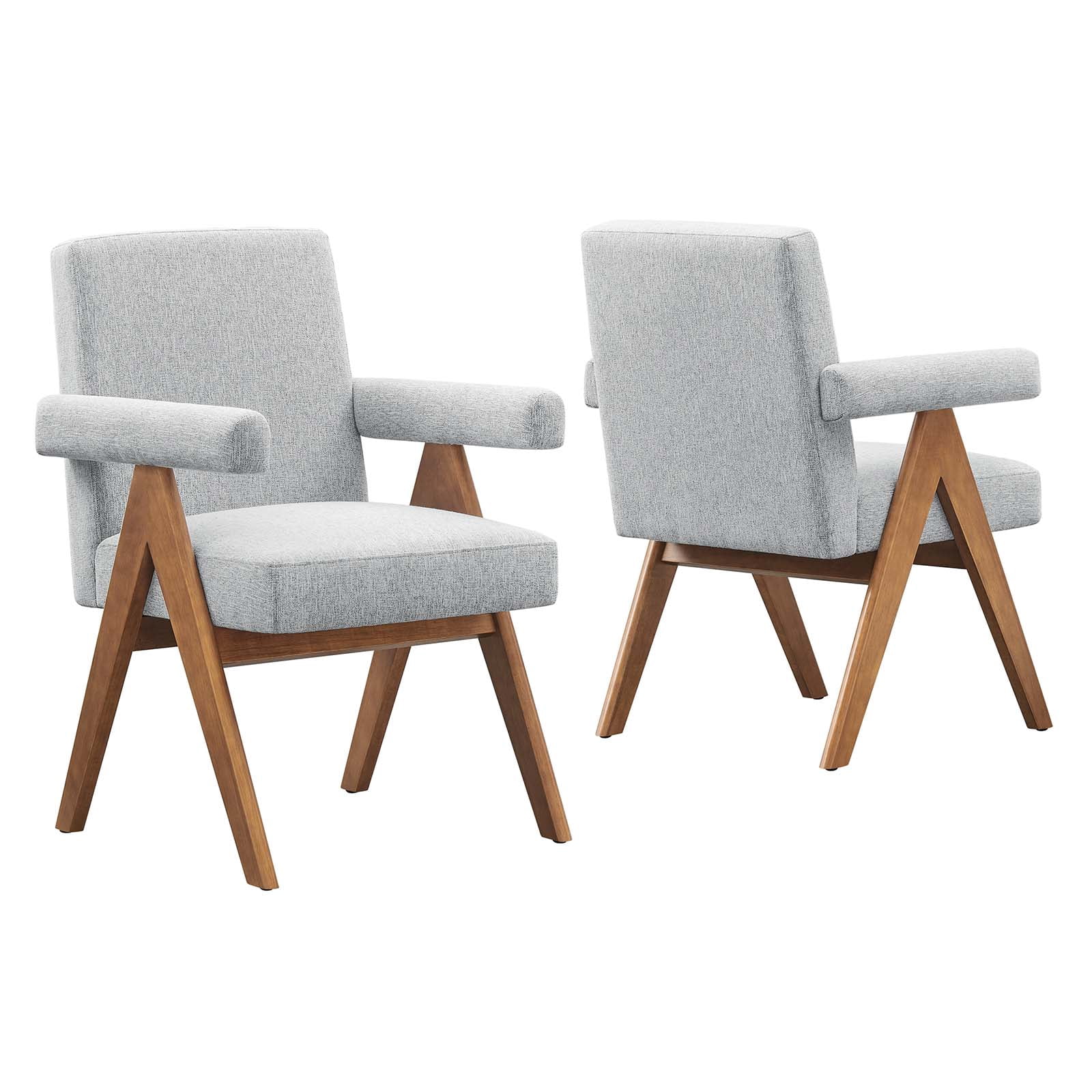 Side Dining Chair, Set of 2, Light Grey Gray, Fabric, Wood, Kitchen ...