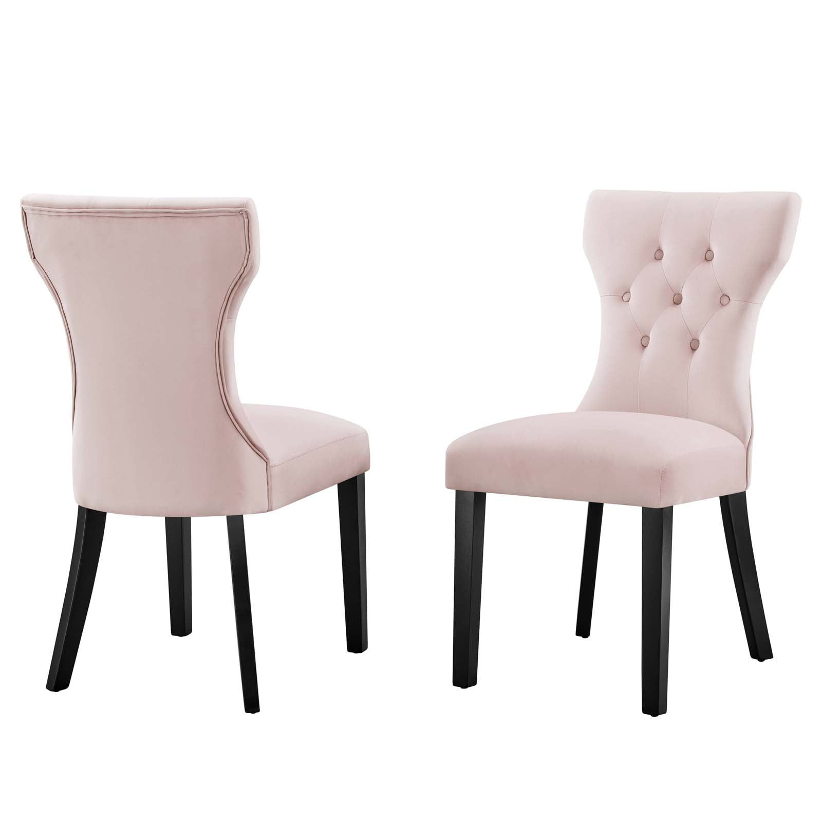 Side Dining Chair, Set of 2, Pink, Velvet, Modern Contemporary, Kitchen ...