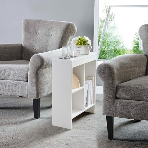 - Side End Table with Drink Holders, Storage Shelves, Magazine Holder ...