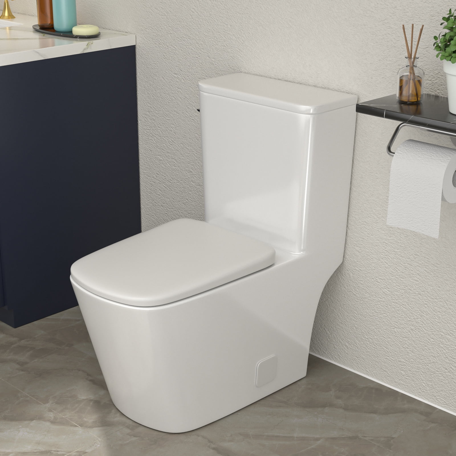 Side Lever One-Piece Toilet Comfort ADA Height 17 1/2 Inches Efficient ...
