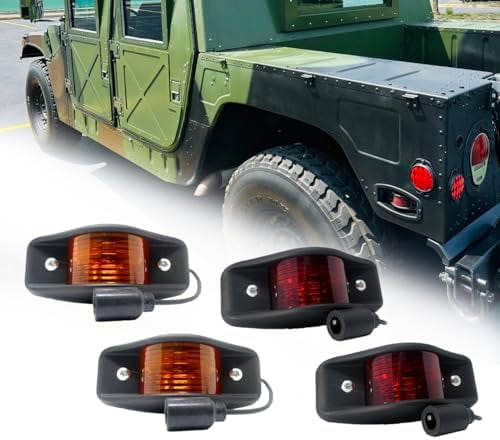 Side Marker Clearance Light, Set of 4 (2 Front + 2 Rear), Black Housing ...